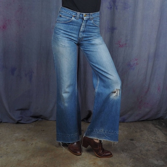 Vintage | Jeans | Vintage 7s Big Blue Stove Pipe Dreams Wide Leg Denim ...